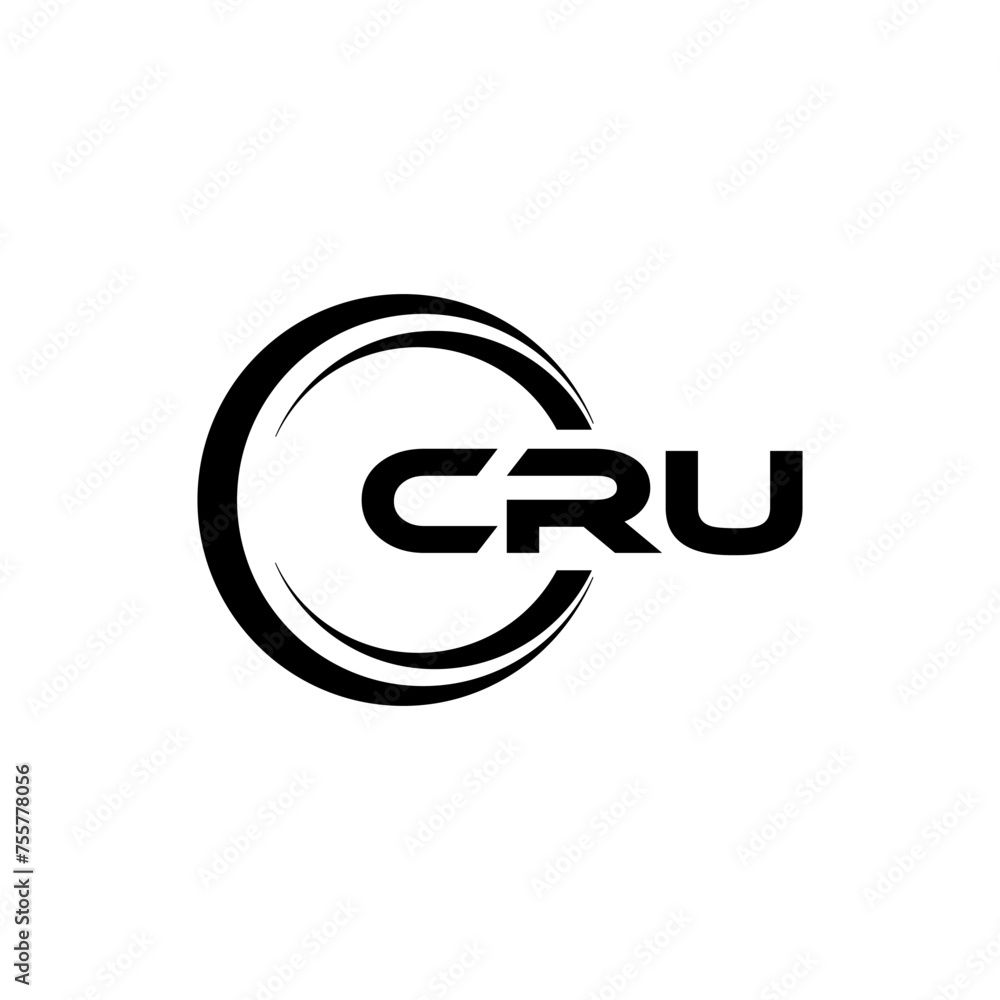 CRU letter logo design in illustration. Vector logo, calligraphy ...