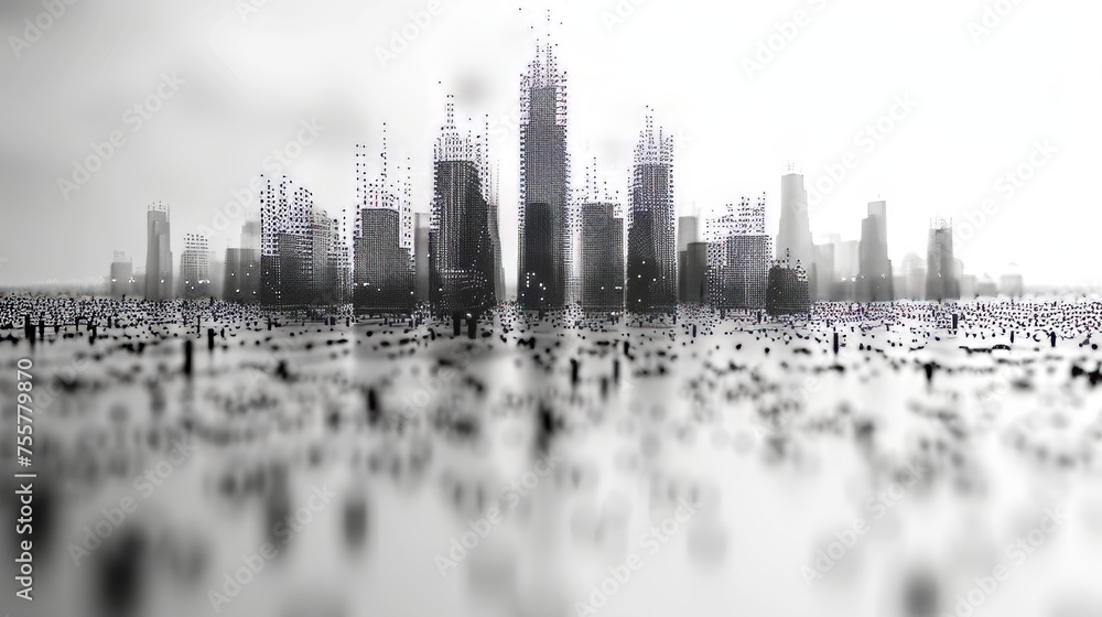 Wireframe of smart city low poly on white background. Abstract or ...
