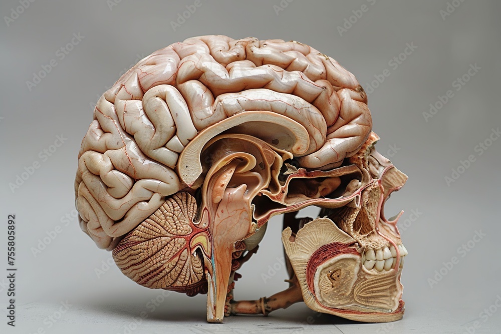 Ilustración de Stock This detailed illustration showcases the brain's ...