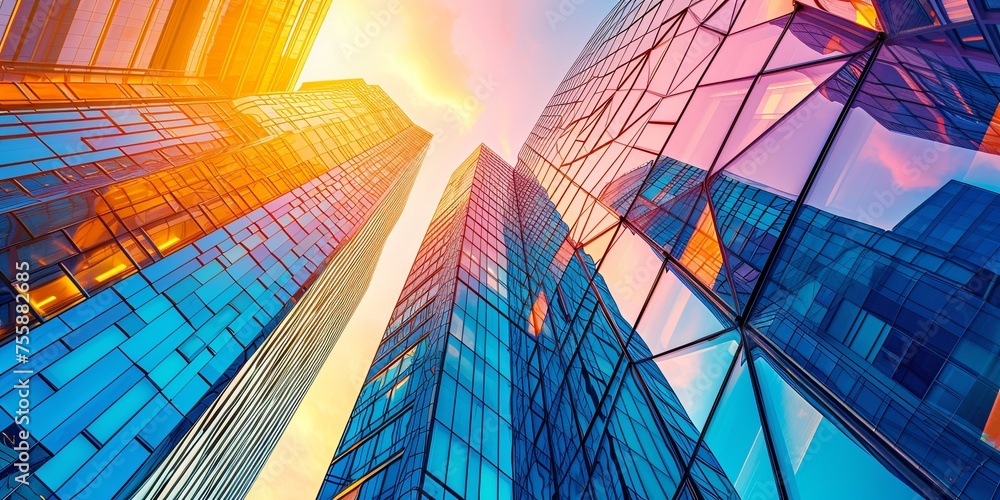 Modern skyscrapers of a smart city, futuristic financial district ...