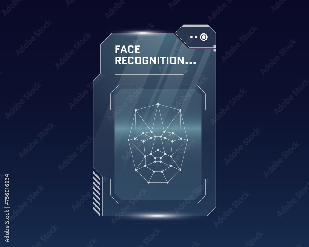 Hud Face Recognition Biometric Id Scan Panel Design User Facial Verification Scanner Person