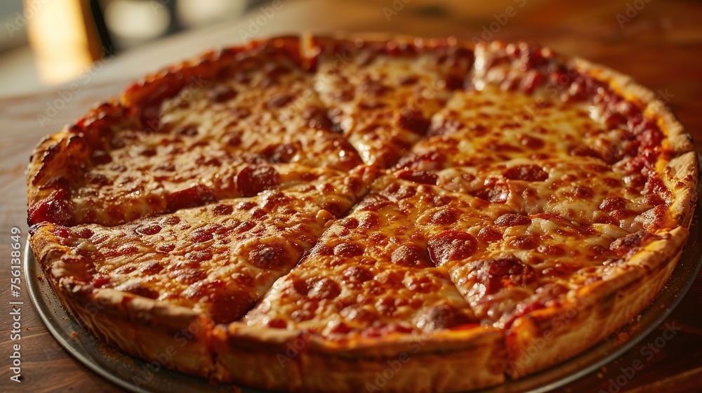 Deep dish cheese pizza, Chicago style, chewy, stretchy dough Stock ...
