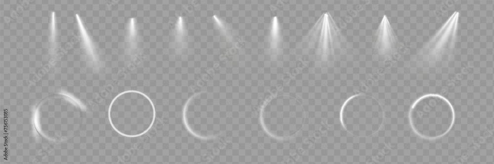 Light effect set. Glow isolated white transparent light effect set ...