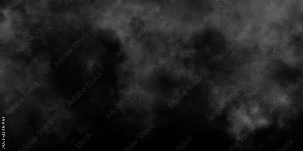 Abstract design with black background and white color smoke fog on ...
