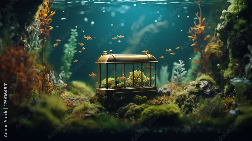 Miniature underwater gallery piece mixing realism and fantasy ...