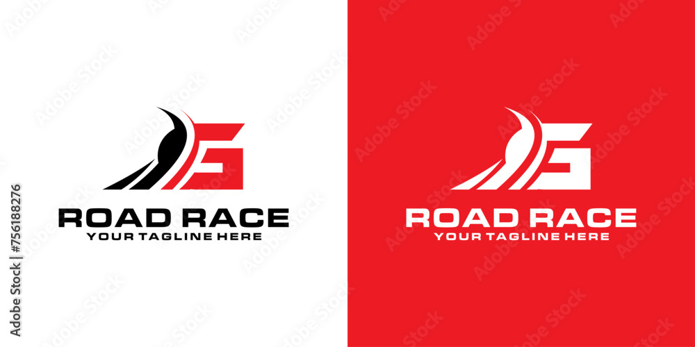 letter G and asphalt road logo design, racing logo, for automotive ...