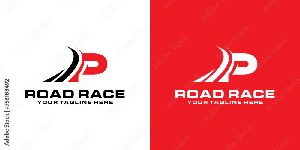 letter P and road racing logo designs, racing logos, asphalt, asphalt ...