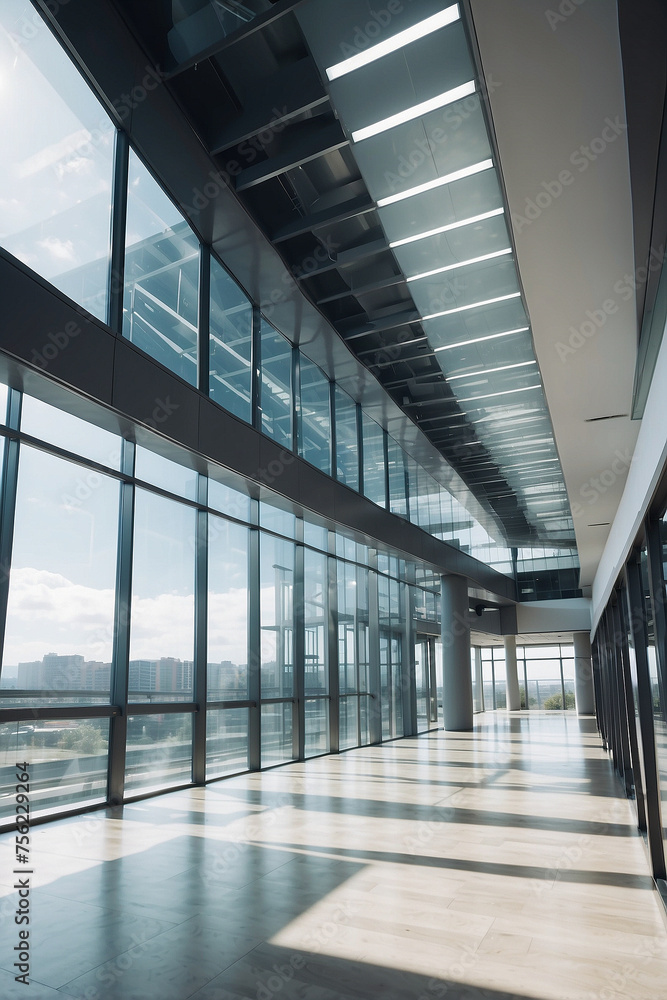 Contemporary Elegance: Office Building Interior with Modular Wall and ...