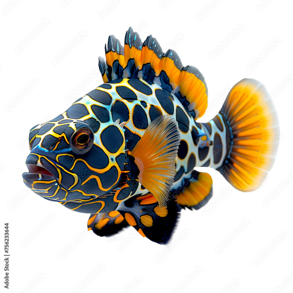 Clown triggerfish isolated on transparent background - A brightly ...