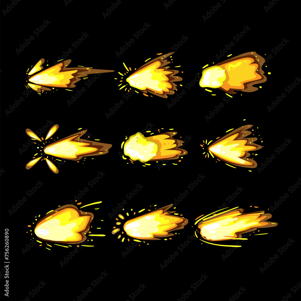 gun flash set cartoon. shot bullet, muzzle smoke, effect explosion gun ...