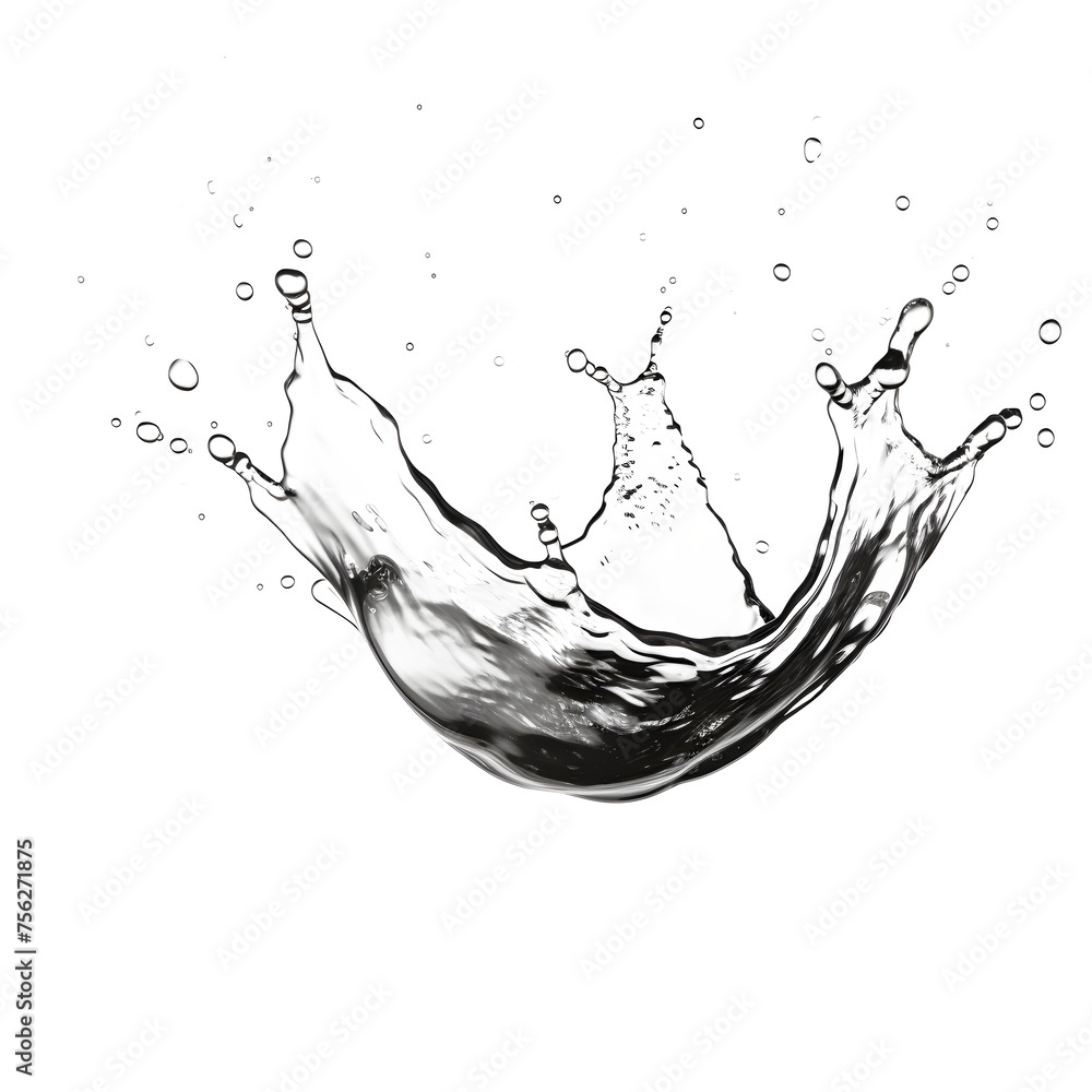 Black water splash isolated on transparent background. Royalty high ...