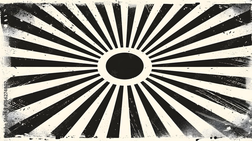 Vintage Sunburst Pattern: Abstract Black and White Grunge Texture with ...