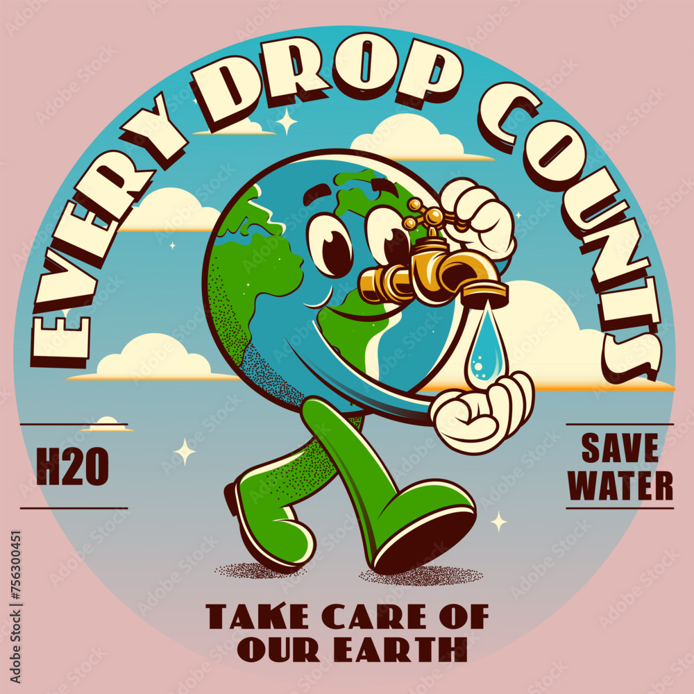 Vintage motivation poster or card design template with walking happy ...