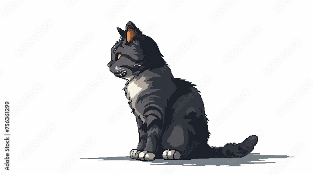 Pixel cat. Pixel art, style, fish, allergies, fluffy, mustache, wool ...