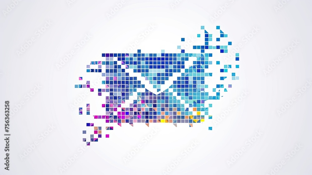 Pixel mail. Style, letter, parcel, postman, dove, stamp, envelope, box ...