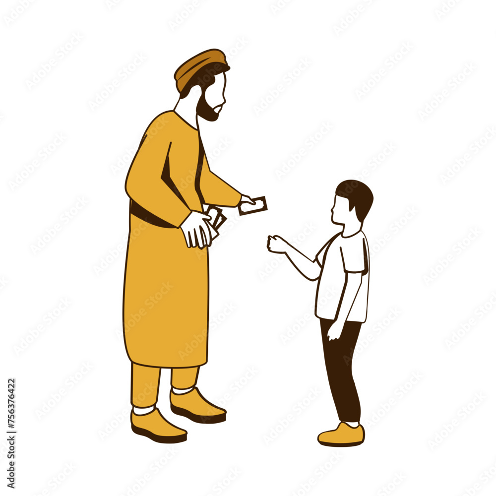 Eid blessings wrapped in currency notes for children concept, Eidi Cash ...