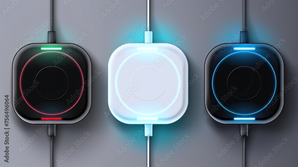 Charge smartphone. Realistic wireless charger. 3D energy battery ...