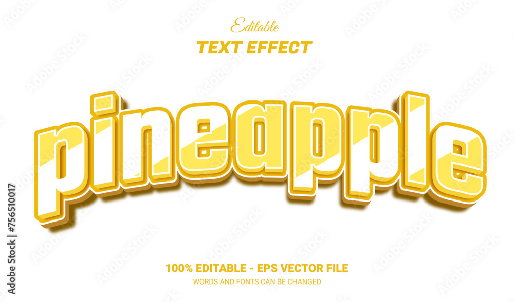 pineapple editable text effect Stock Vector | Adobe Stock