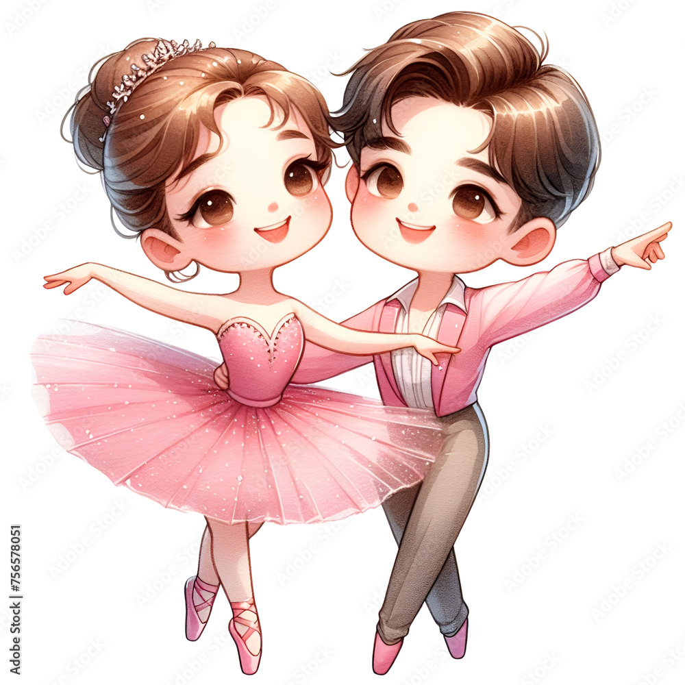 Watercolor Couple Ballerina Clipart, Swan Lake Clipart, Couple Ballet ...