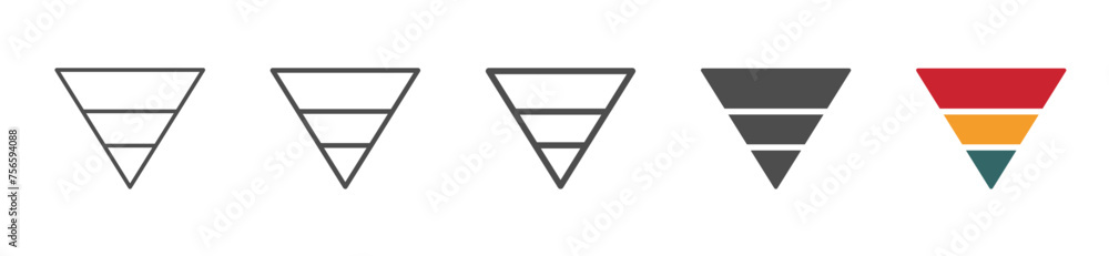 Iconic blank vector three tier flat pyramid chart set Stock Vector ...