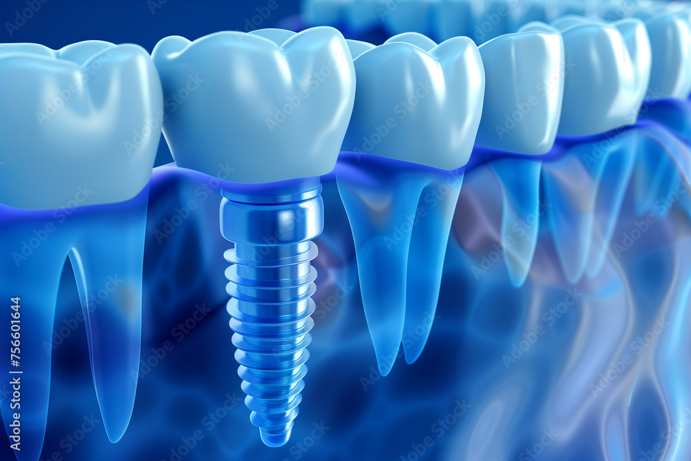 Dental implant, artificial tooth roots into jaw, root canal of dental ...