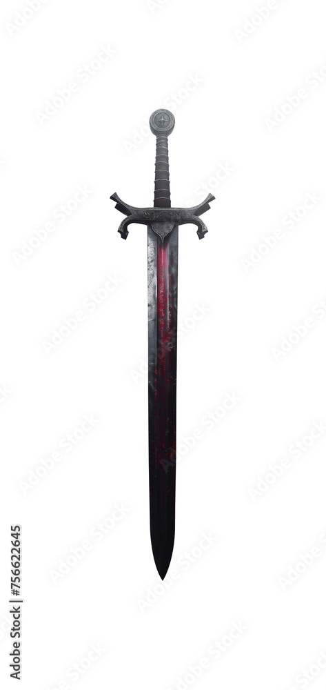 Fantasy Gothic medieval fantasy long sword. With dents, worn, cracked ...