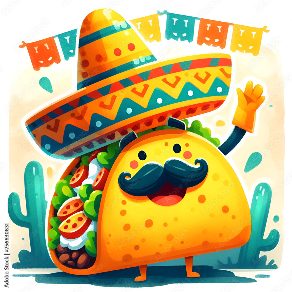 Cute Mexican Tacos PNG Clipart, Cinco De Mayo Clipart, Mexican Fiesta ...