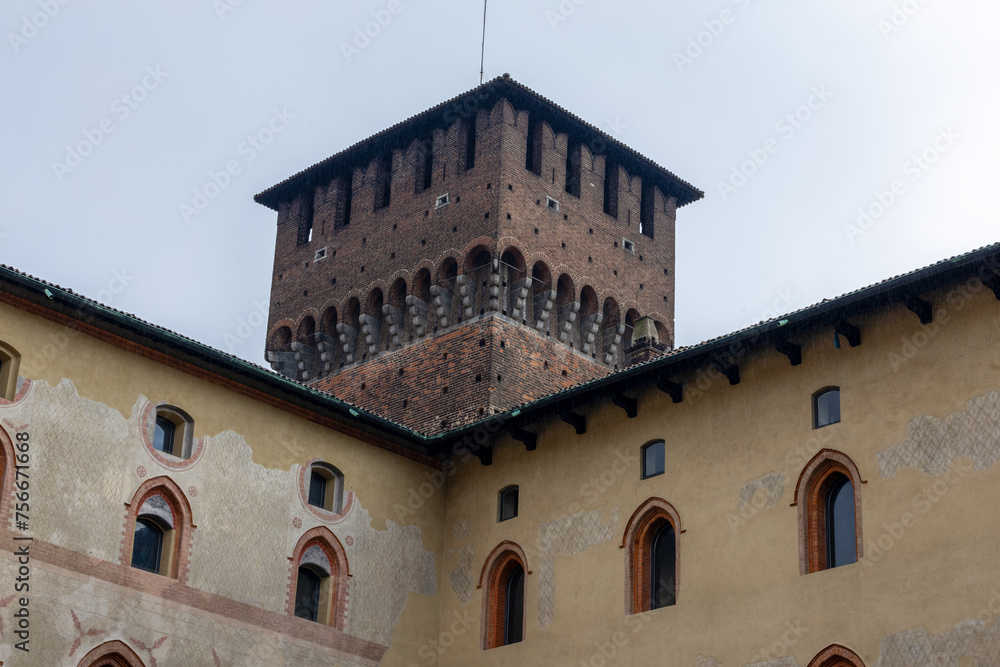 Castello Sforzesco or Sforza Castle in Milan, Italy. Huge Medieval ...