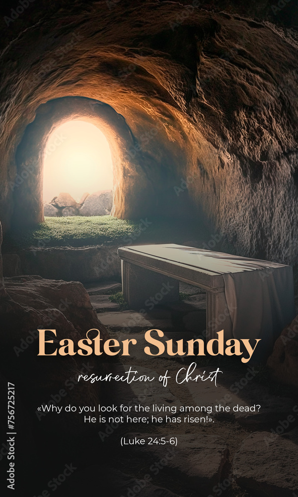 Ilustración de Stock Easter Sunday. Resurrection of Jesus Christ in ...