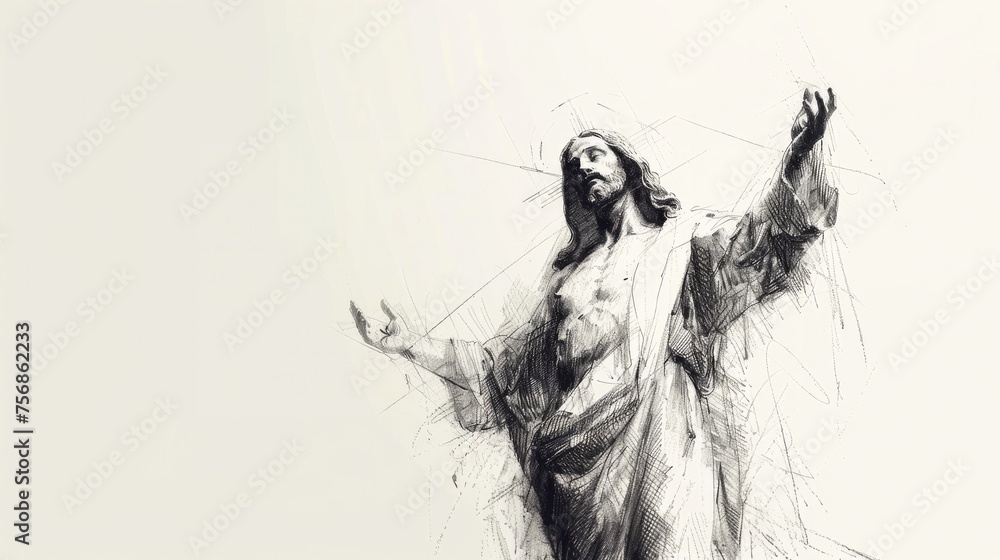 Jesus Christ, digital illustration of Jesus Christ on white background ...