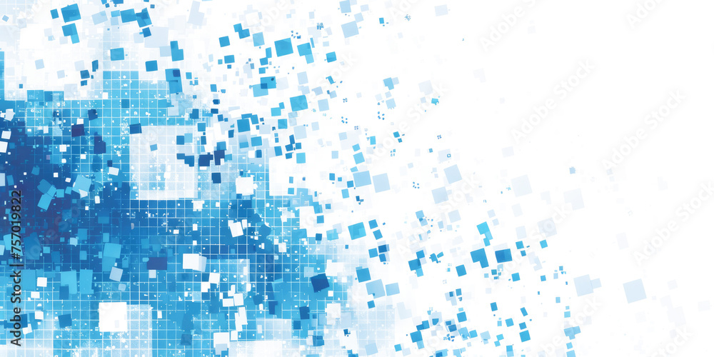 blue colored pixel art, technology design background isolated on white ...