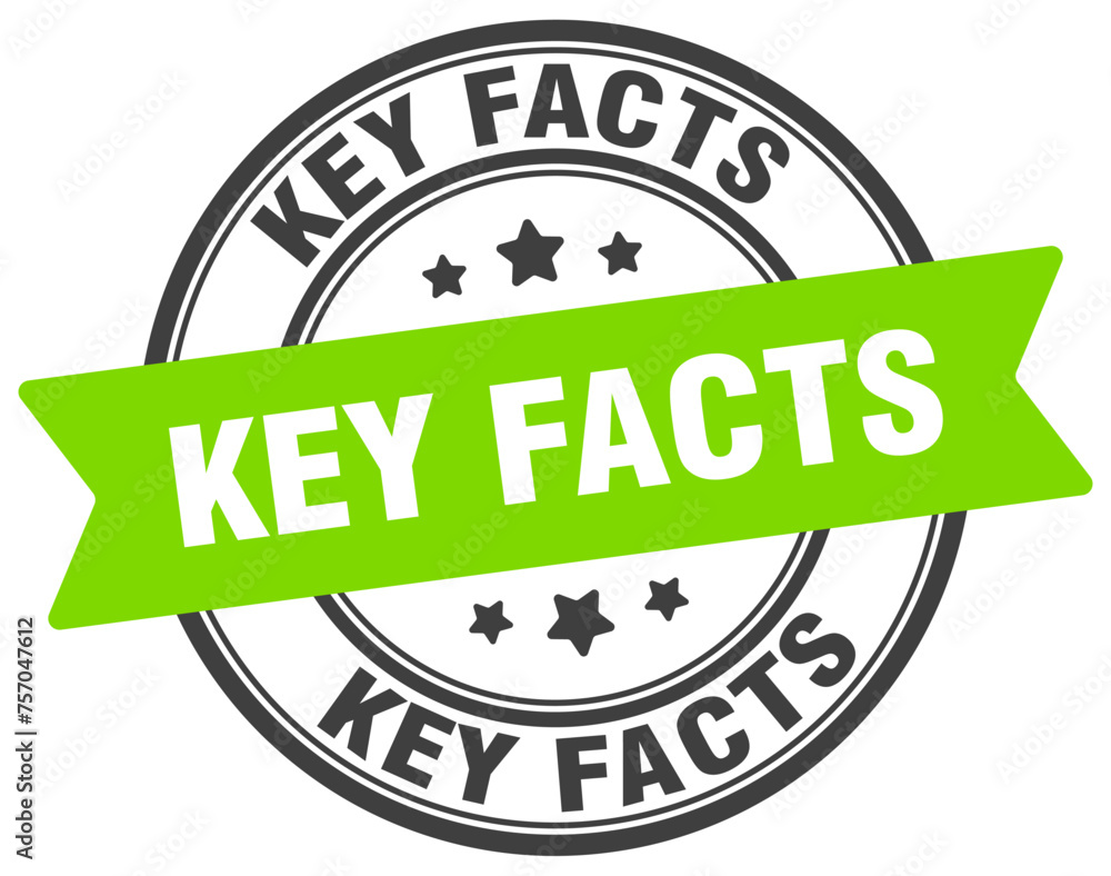 key facts stamp. key facts label on transparent background. round sign ...