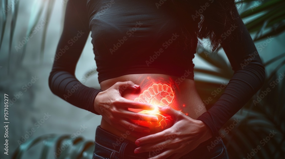 Visual demonstration of digestive tract, intestine, stomach, small ...