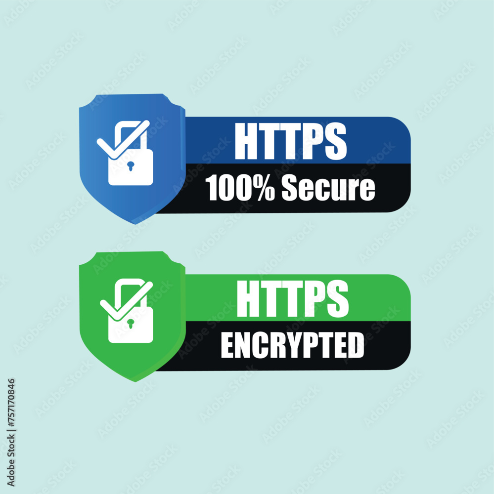 Stock-Vektorgrafik „HTTPS 100% Secured and HTTPS 100% encrypted labels ...