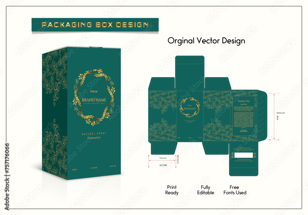 Luxury Packaging box design with Box dies line, 3d Box Mockup, icon ...