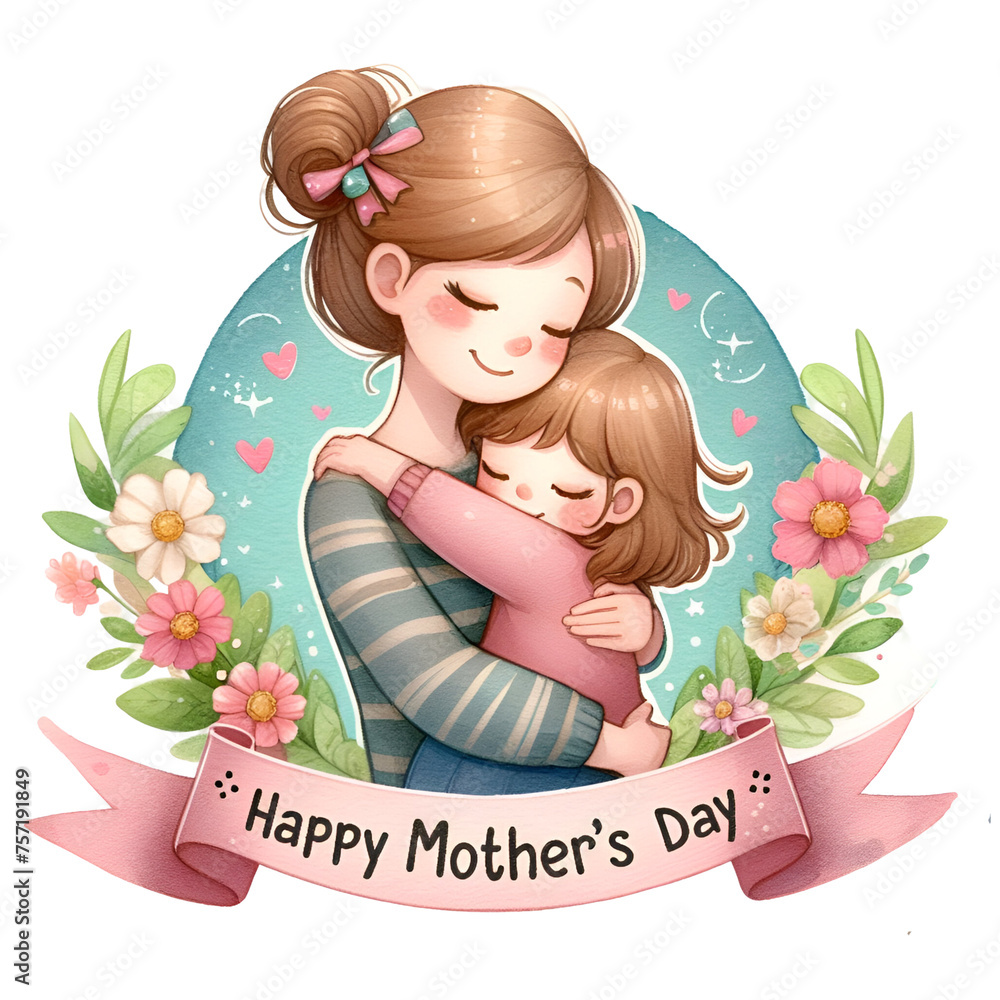 Happy Mother's Day clipart, Watercolor Mother and Daughter PNG ...