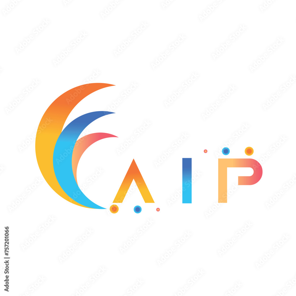 AIP letter technology logo design on white background. AIP creative ...