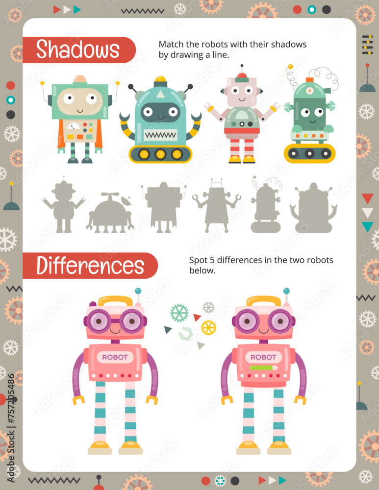 Vector de Stock Activity Pages for Kids. Printable Activity Sheet with ...