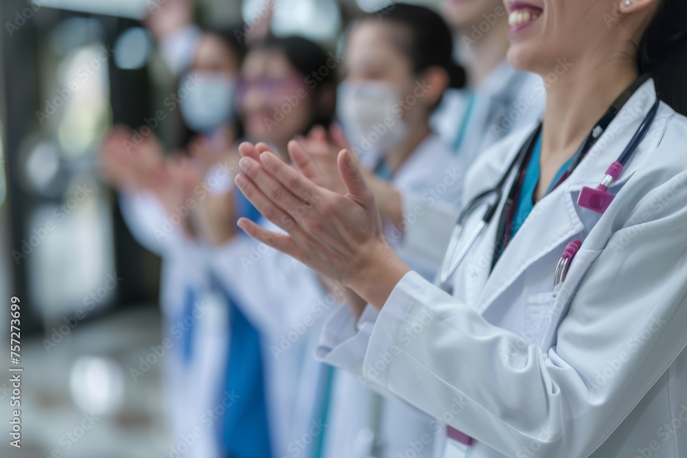 Doctor, Group of medical professional clapping and celebrating teamwork ...
