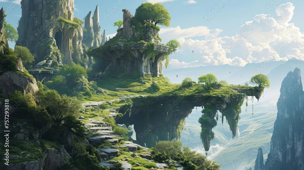 surreal world where reality bends, showcasing a landscape with gravity ...