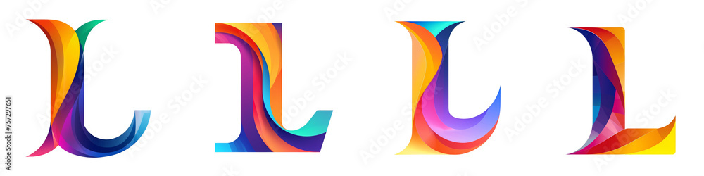 Letter L with colorful gradients, Logo design, alphabet, isolated on a ...