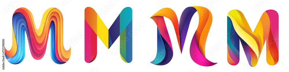 Letter M with colorful gradients, Logo design, alphabet, isolated on a ...