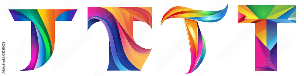 Letter T with colorful gradients, Logo design, alphabet, isolated on a ...