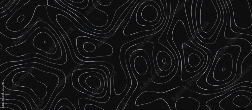 Abstract outline topographic contour map background. Dark texture ...