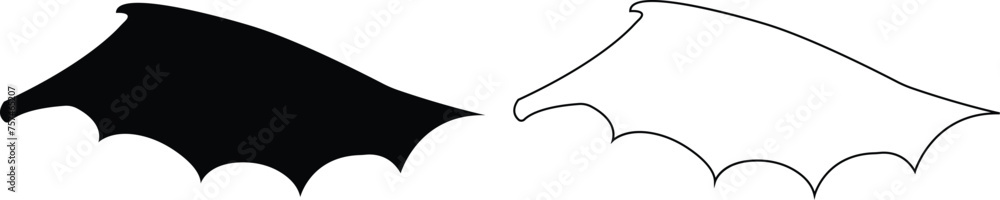 dragon wing silhouettes icons set. dragon wings flat and line vector ...