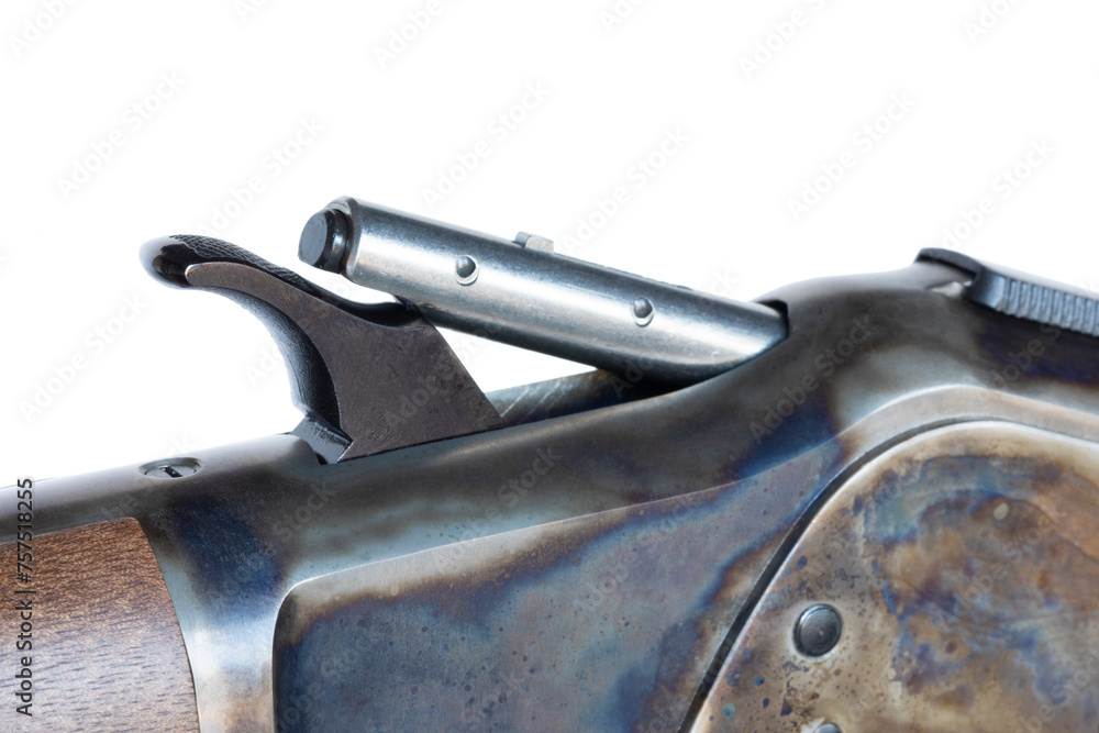 Bolt open on a lever-action rifle Stock Photo | Adobe Stock