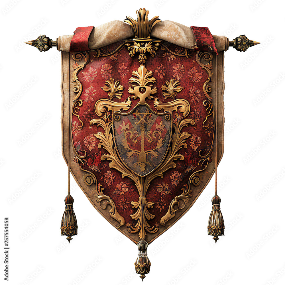Medieval Heraldic Banner, transparent background, isolated image ...
