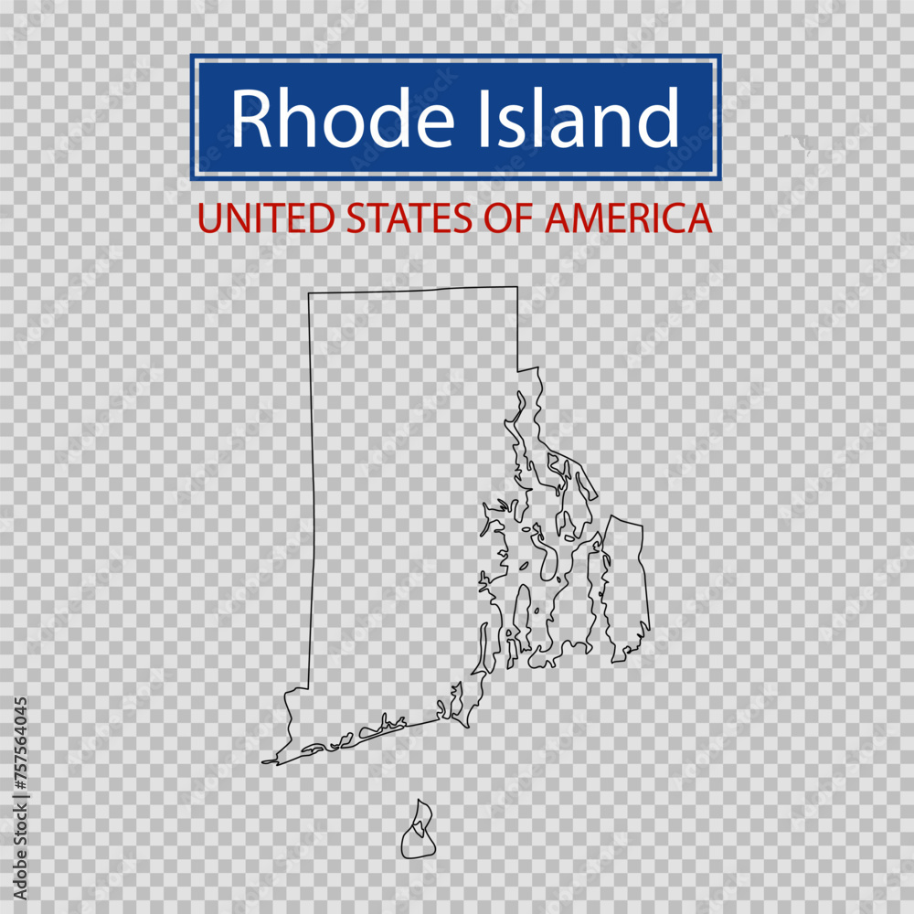 Rhode Island state outline map on a transparent background, United ...