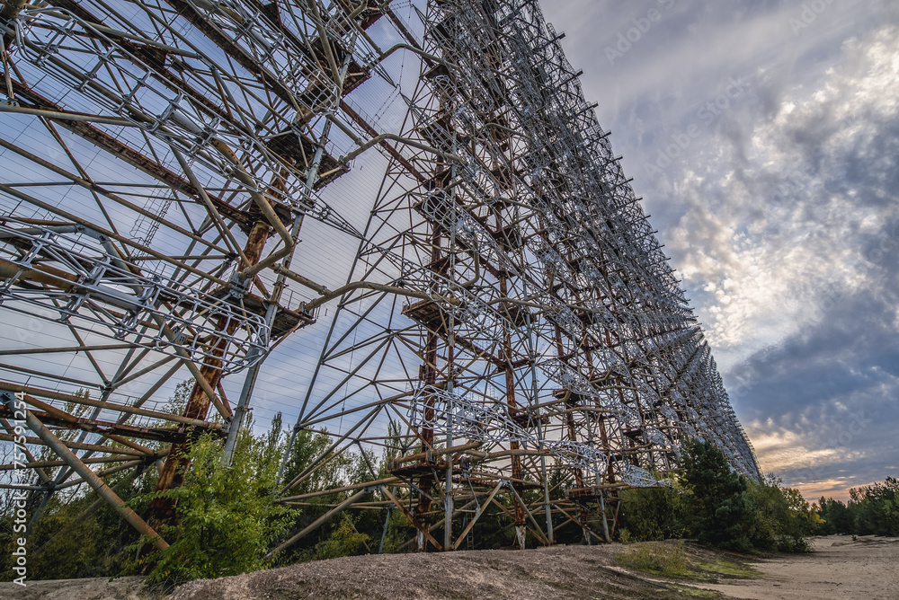 Soviet Duga radar in abandoned military base Chernobyl-2 in Chernobyl ...