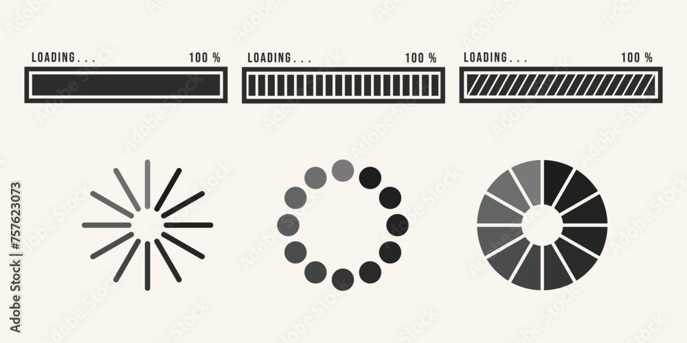loading icon set progress logo design vector art Stock Vector | Adobe Stock